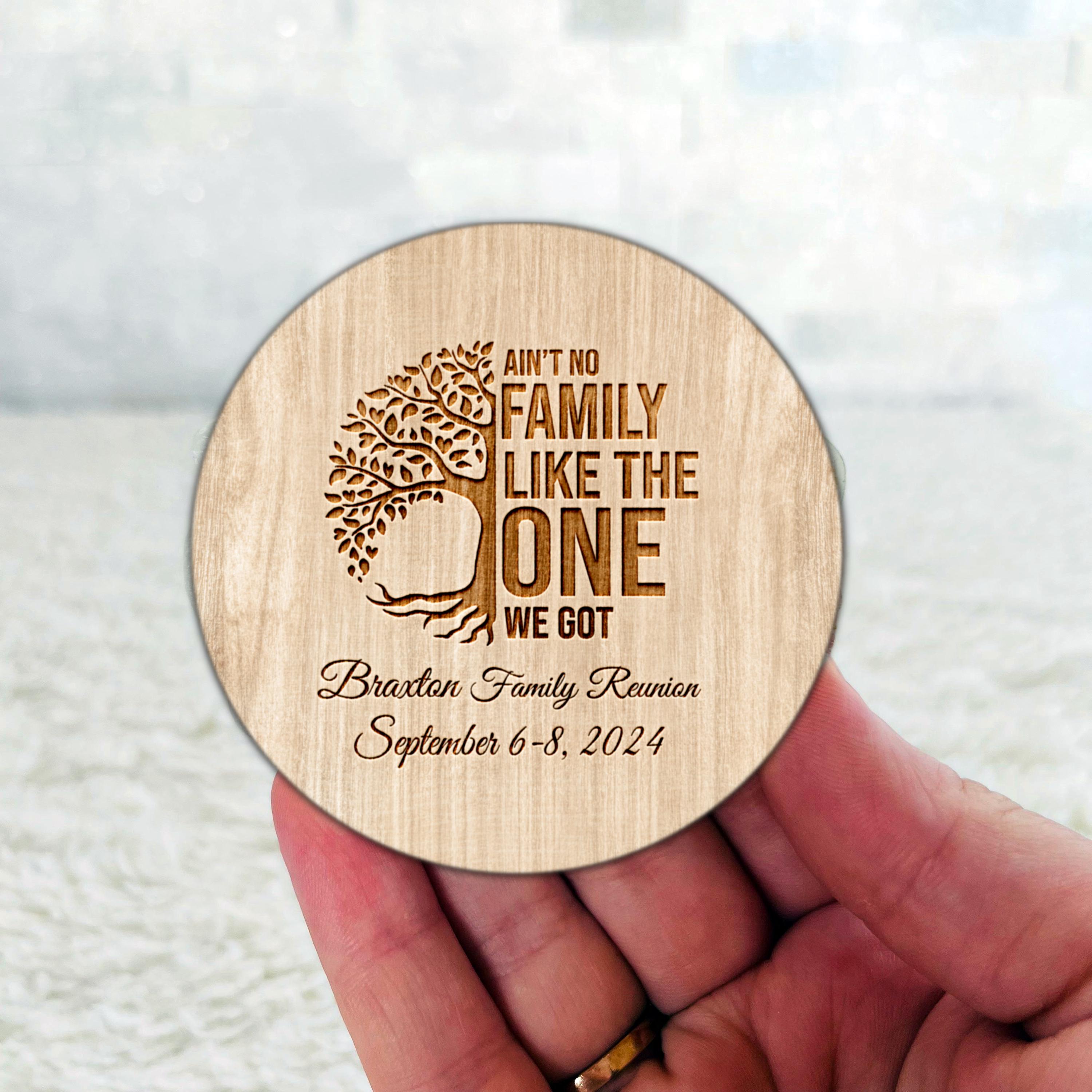 Personalized Family Reunion Wooden Magnet Favor, Custom Fridge Magnet ...