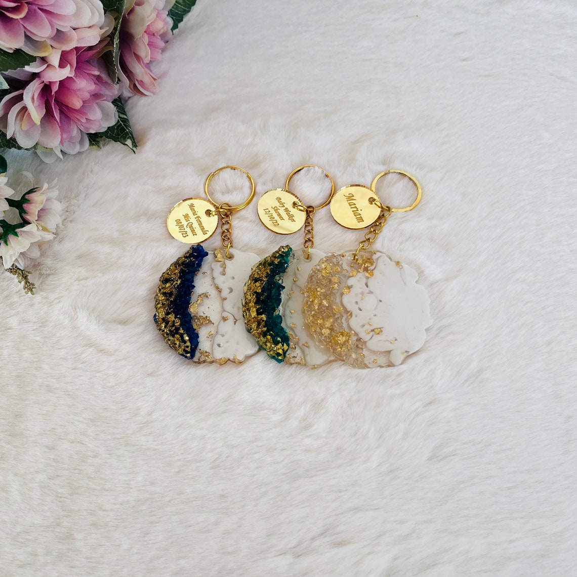 Personalized Epoxy Key Chain Favor, Custom Epoxy Wedding Resin Gift ...