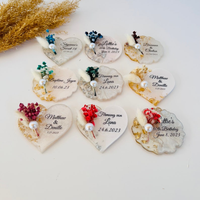 Personalized Epoxy Magnet Favor, Custom Epoxy Wedding Resin Gift ...