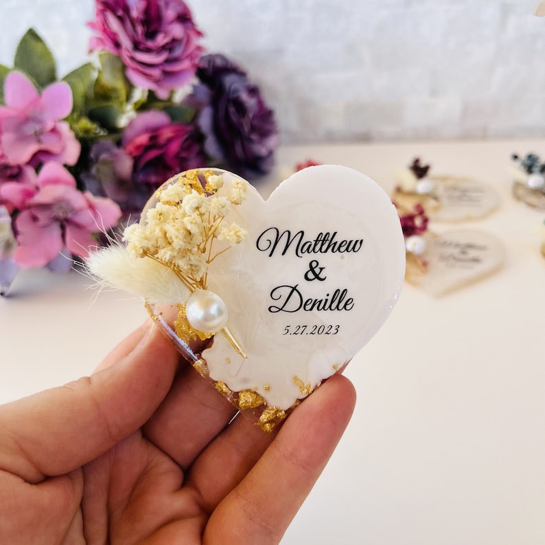 Personalized Epoxy Magnet Favor, Custom Epoxy Wedding Resin Gift ...