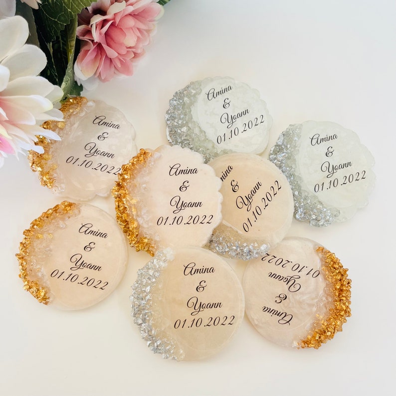 Personalized Epoxy Magnet Favor, Custom Epoxy Wedding Resin Gift ...