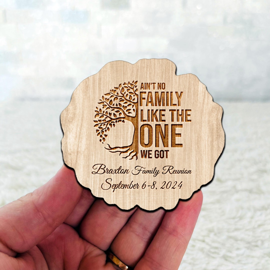 Personalized Family Reunion Wooden Magnet Favor, Custom Fridge Magnet ...