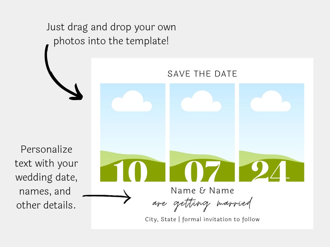 Save the Date Card | Digital Template | Canva Editable Template - Etsy