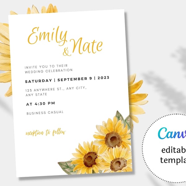 Sunflower Wedding Invitation - Etsy