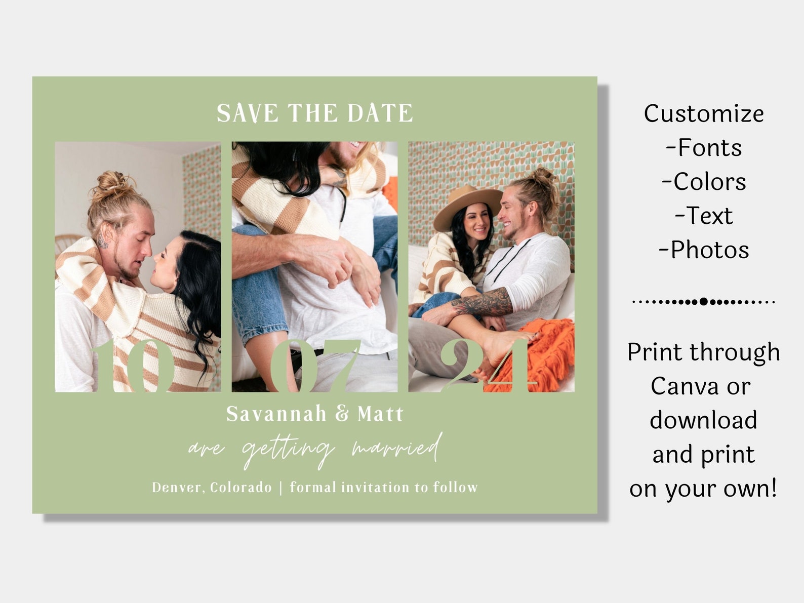 Save the Date Card | Digital Template | Canva Editable Template - Etsy