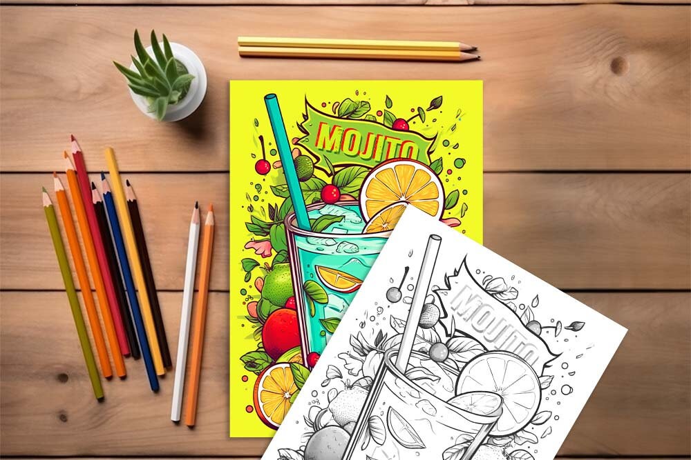 Mojito Premium Coloring Page Printable Coloring Page - Etsy Australia