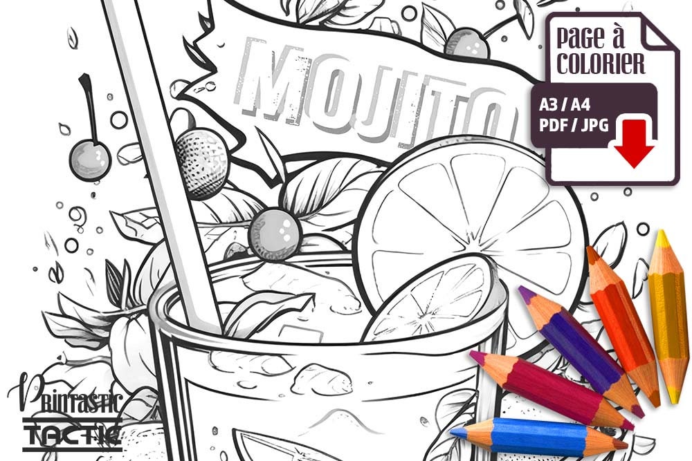Mojito Premium Coloring Page Printable Coloring Page - Etsy Australia