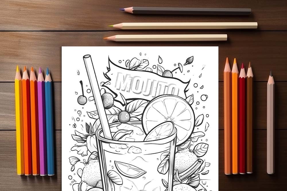 Mojito Premium Coloring Page Printable Coloring Page - Etsy Australia
