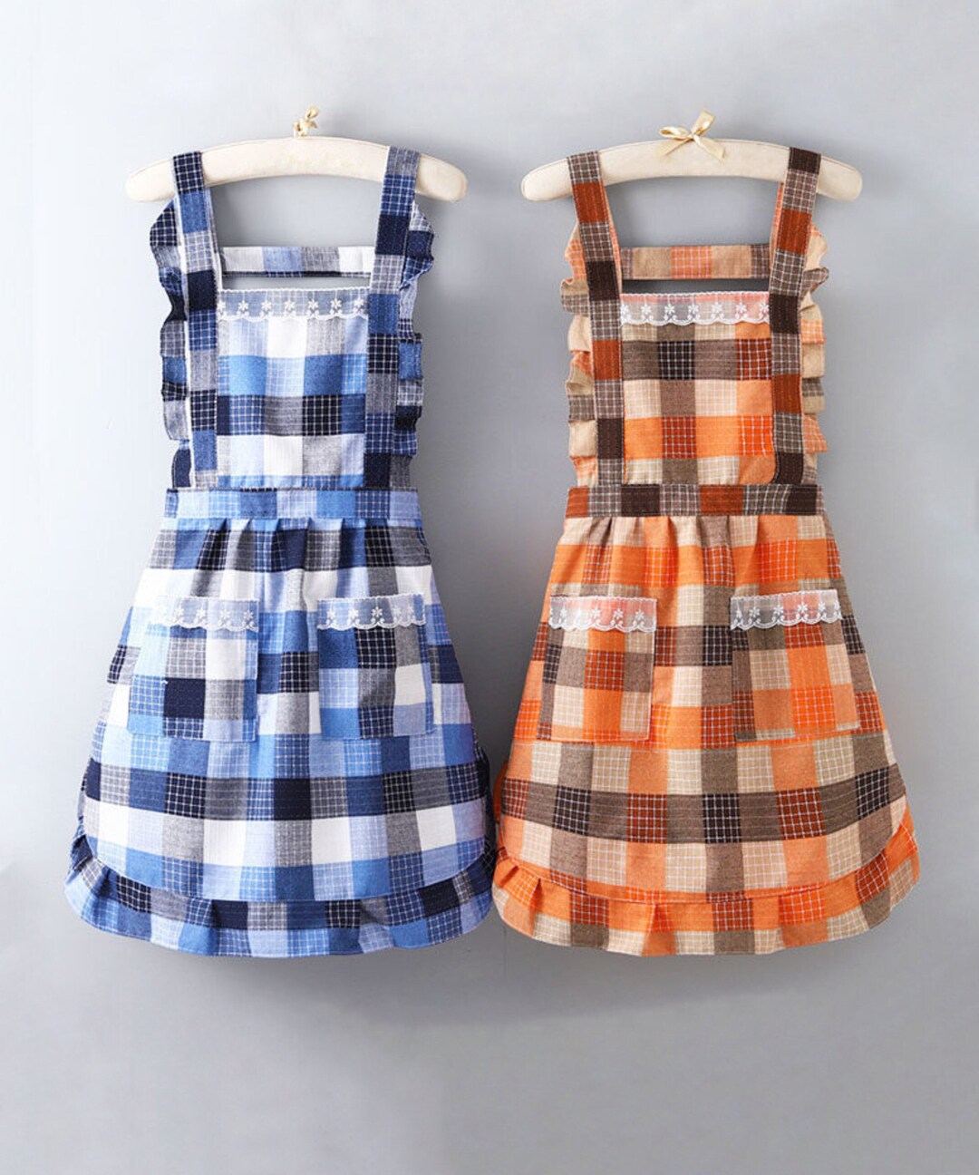 Cute Plaid Retro Cooking Apron for Women With Pockets, Flirty Vintage ...
