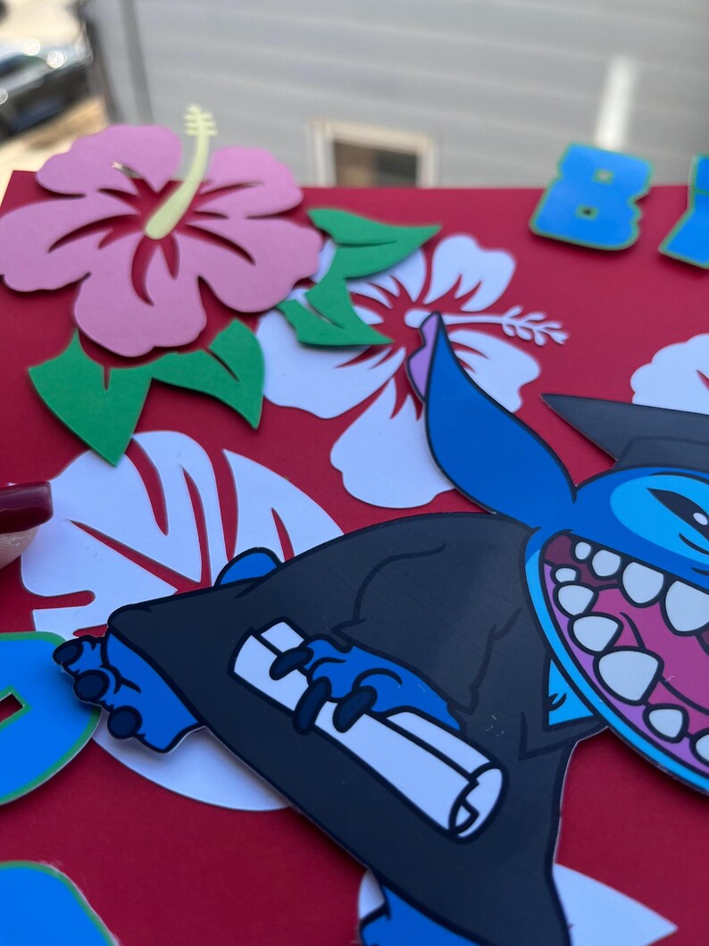 Stitch Graduation Cap Topper, Custom Cardstock, Class of 2026 - Etsy