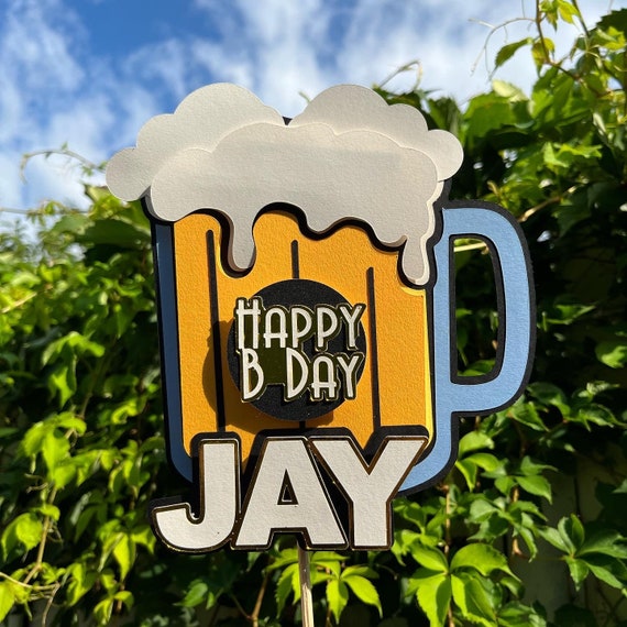 Beer Cake Topper Beerfest Birthday Cake Topper Cheers and - Etsy