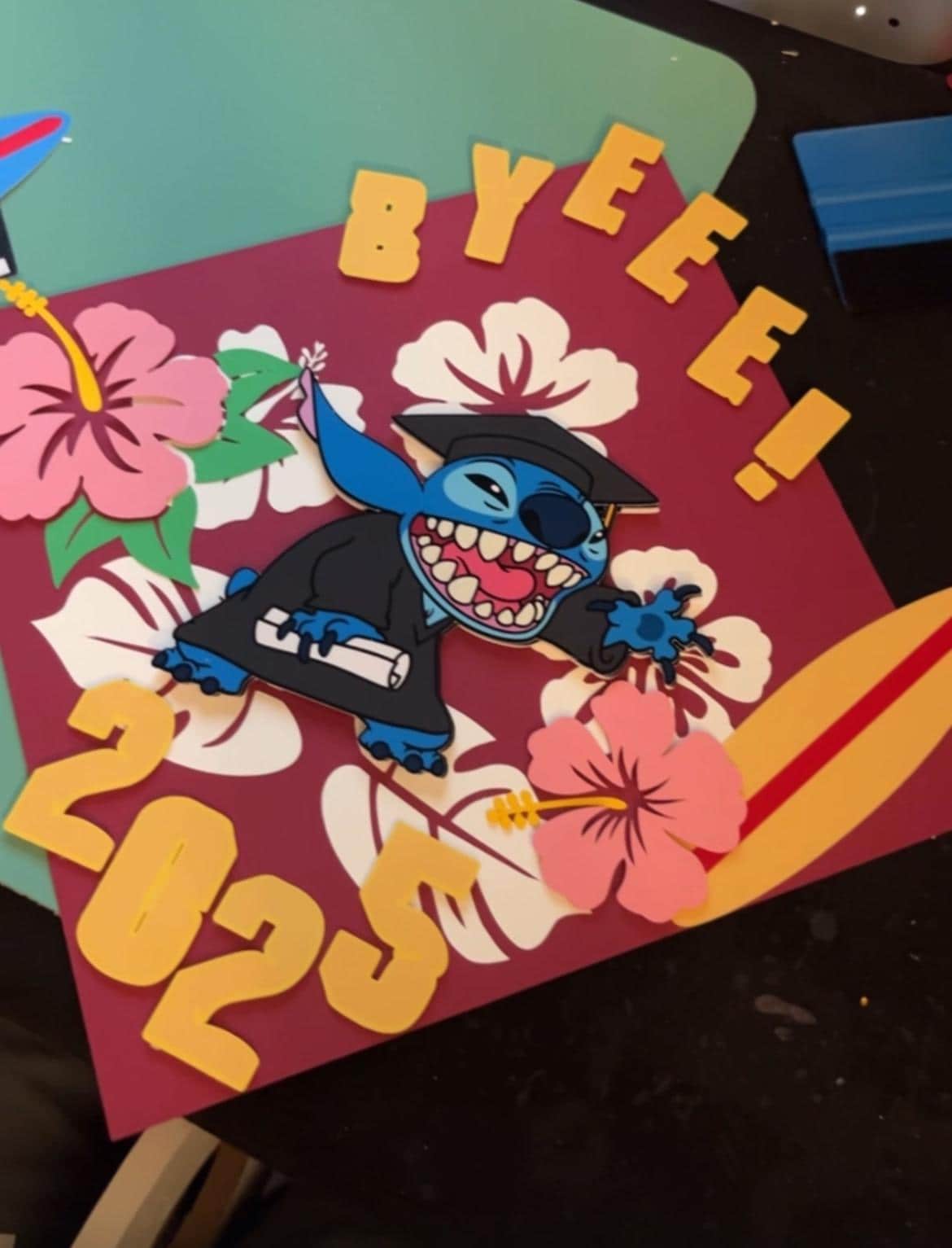 Stitch Graduation Cap Topper, Custom Cardstock, Class of 2026 - Etsy
