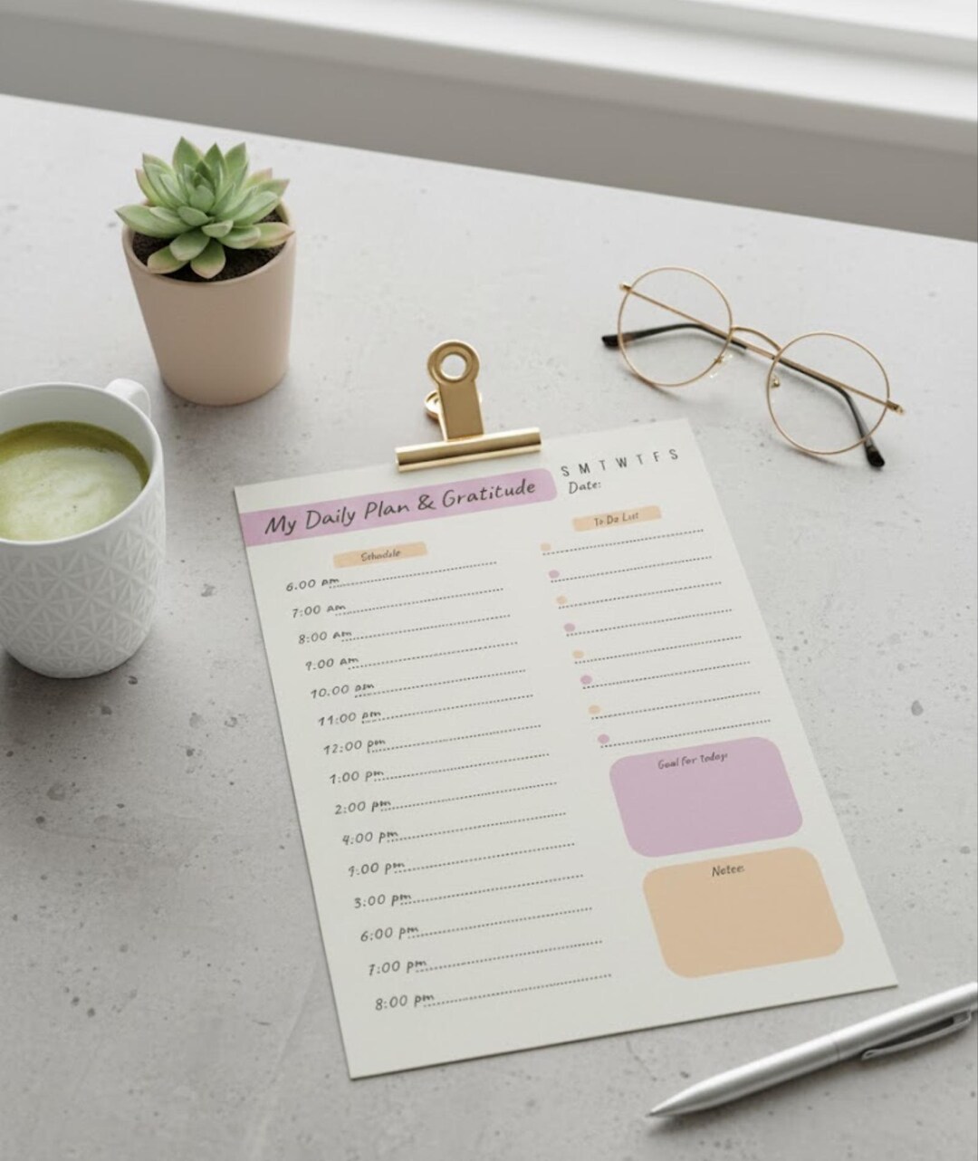 Aesthetic Daily Planner Printable, Digital Download Day Planner ...