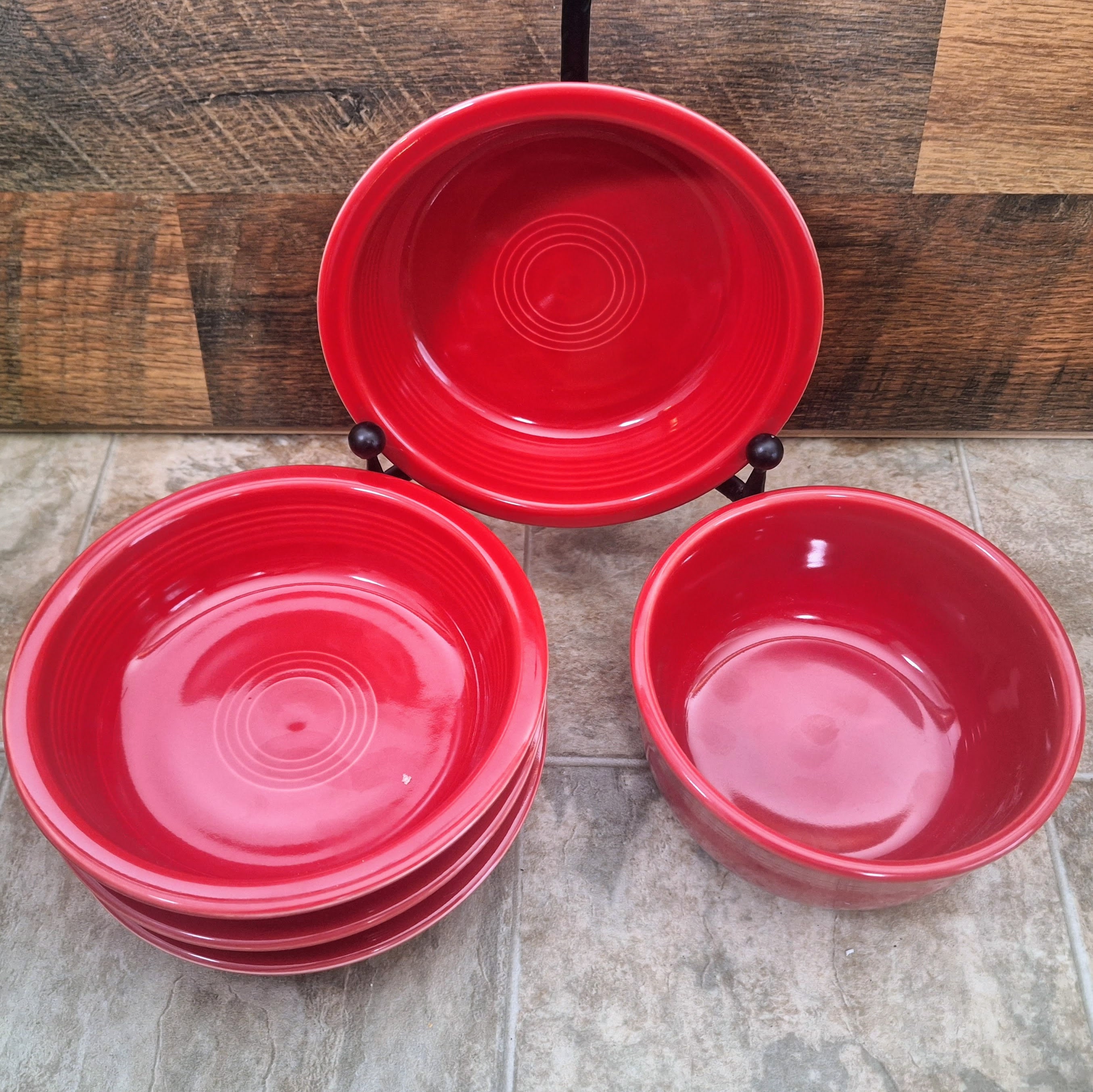 Vintage Set of Red Fiesta Bowls Assorted 1980s Scarlet Fiesta Bowls 4 ...