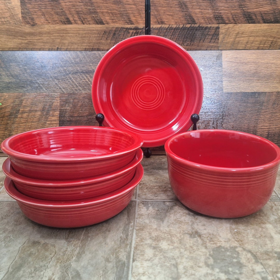 Vintage Set of Red Fiesta Bowls Assorted 1980s Scarlet Fiesta Bowls 4 ...