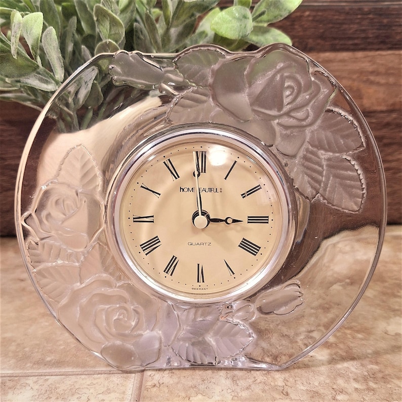 1980s Lead Crystal Mini Mantle Clock: Vintage Desk Decor - Etsy