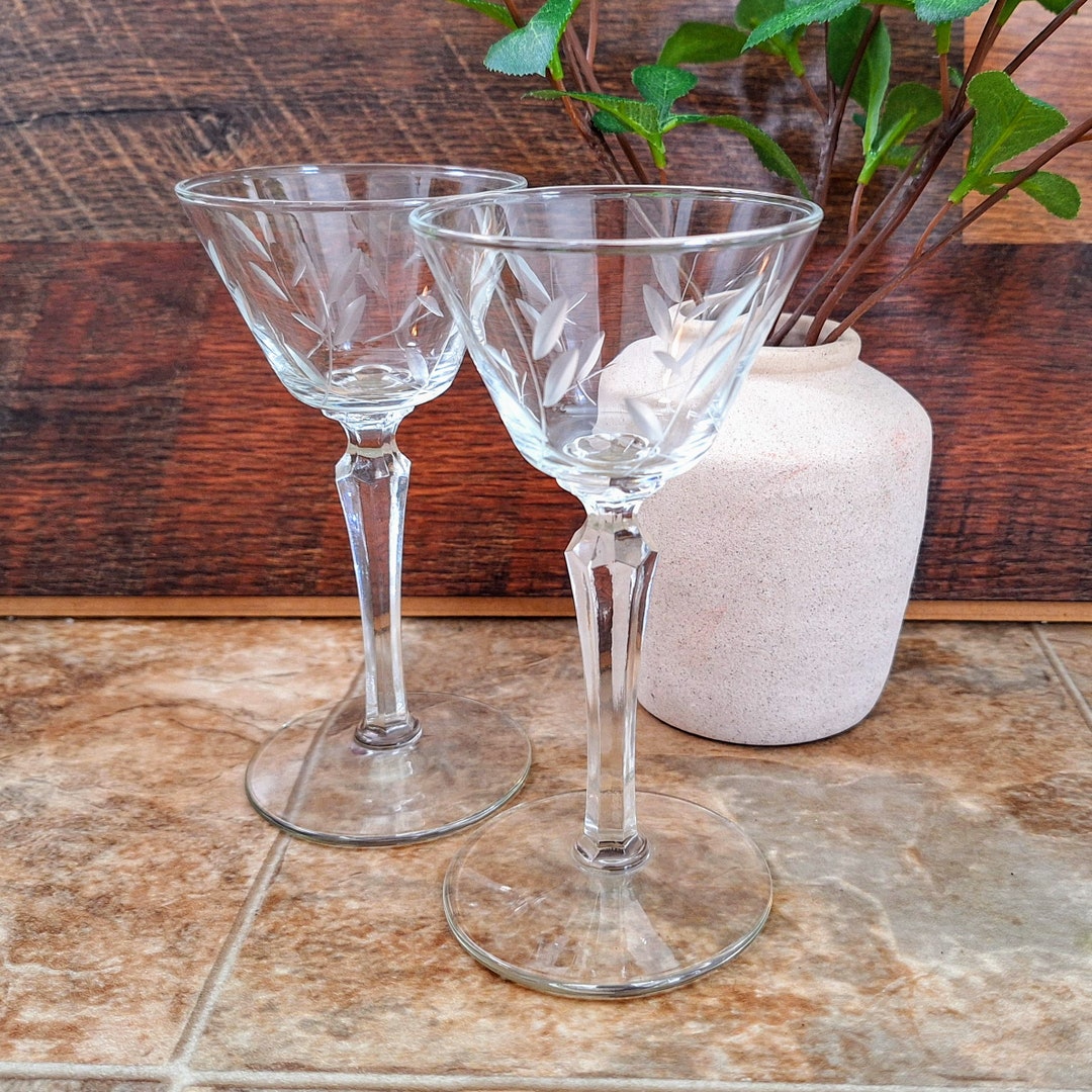 Set of 2 Vintage Liqueur Cocktail/cordial Stems | 1950s Libbey Glass Rock Sharpe Stemware | MCM ...