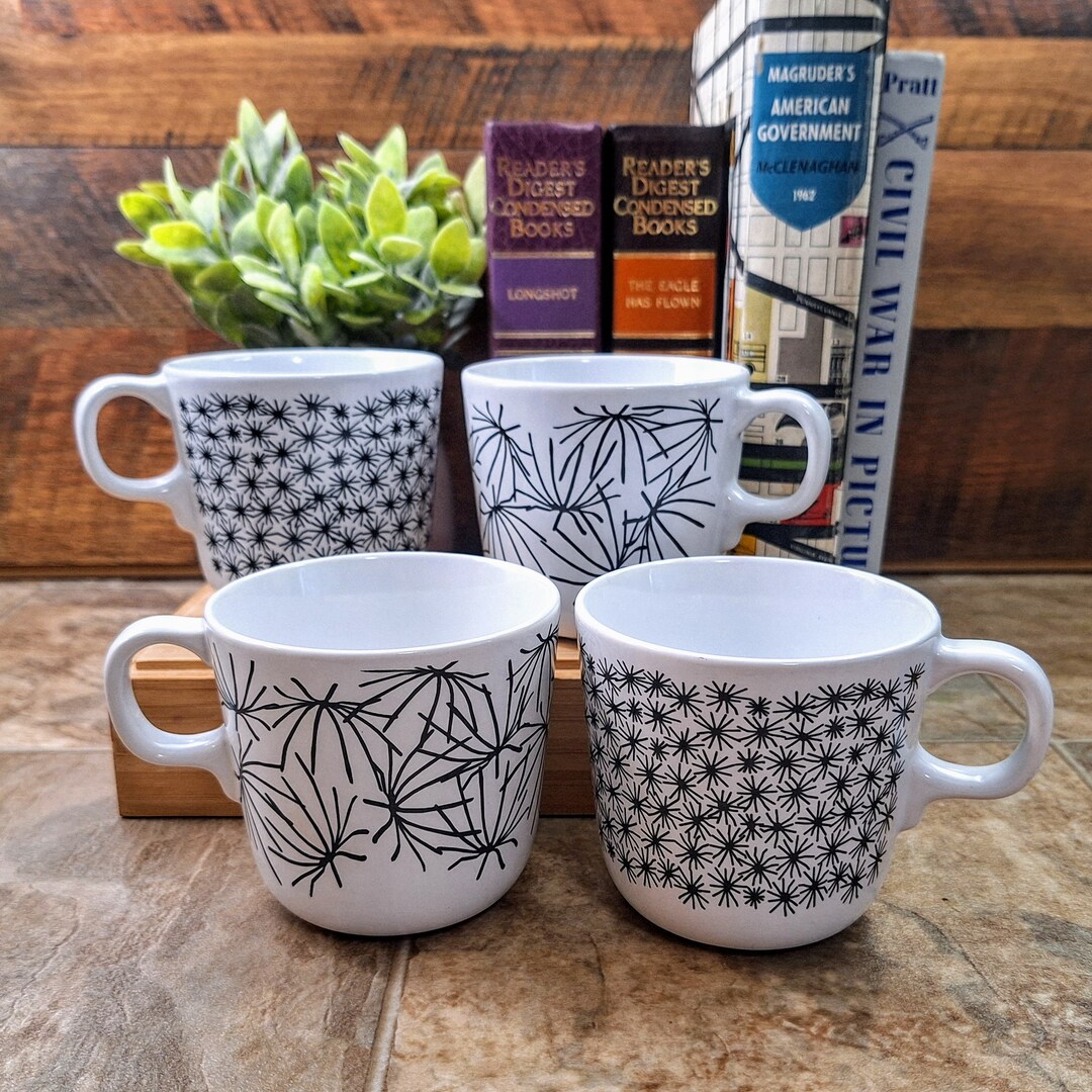 Set of 4 Vintage Ikea UNGDOM Mugs 1990s Maria Vinka Pattern Ceramic ...