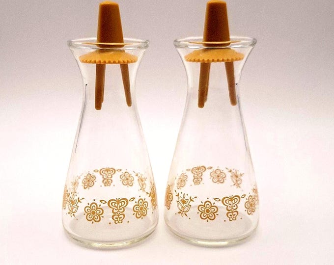 Pair of MCM Vintage Pyrex Salt and Pepper Shakers: Butterfly Gold or ...