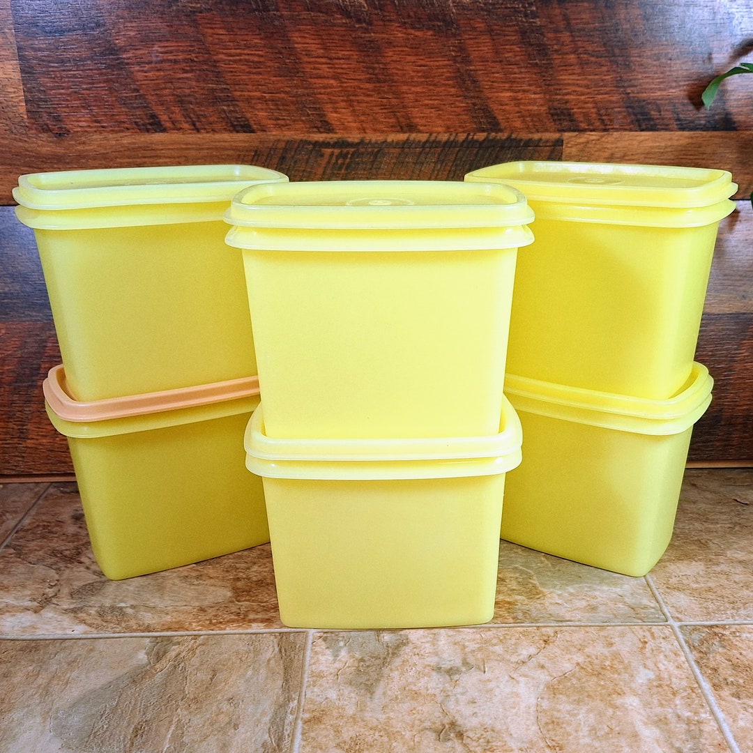 Set of 6 Vintage Tupperware Shelf Savers MCM Yellow Kitchen Canister ...