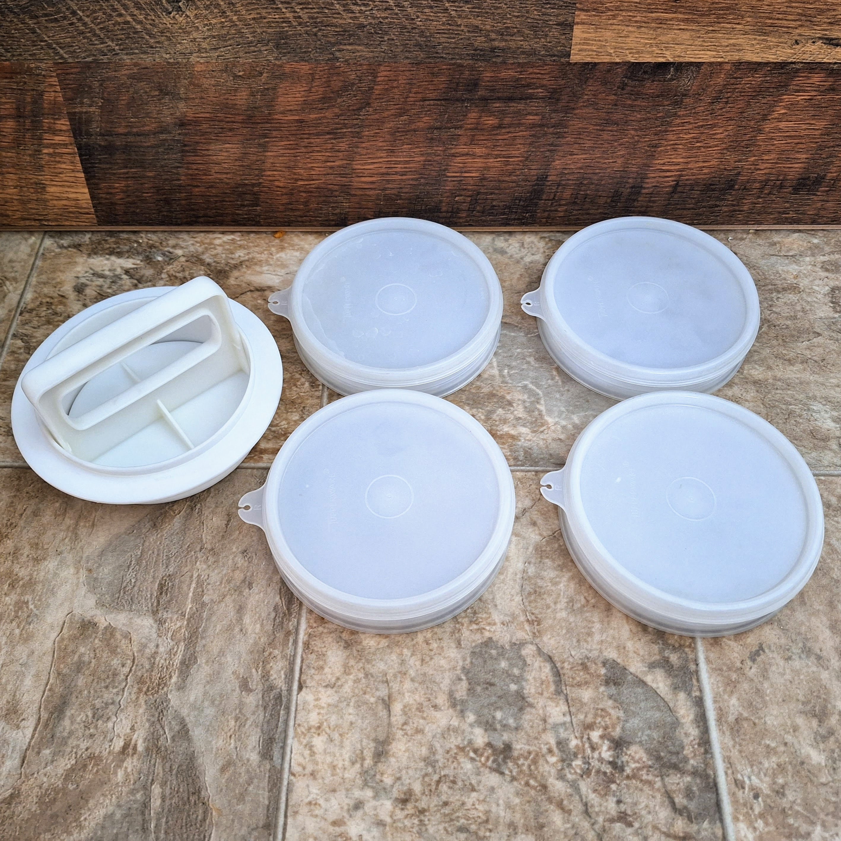 Vintage Tupperware Hamburger Press 10-piece Set Including Press and 4 ...