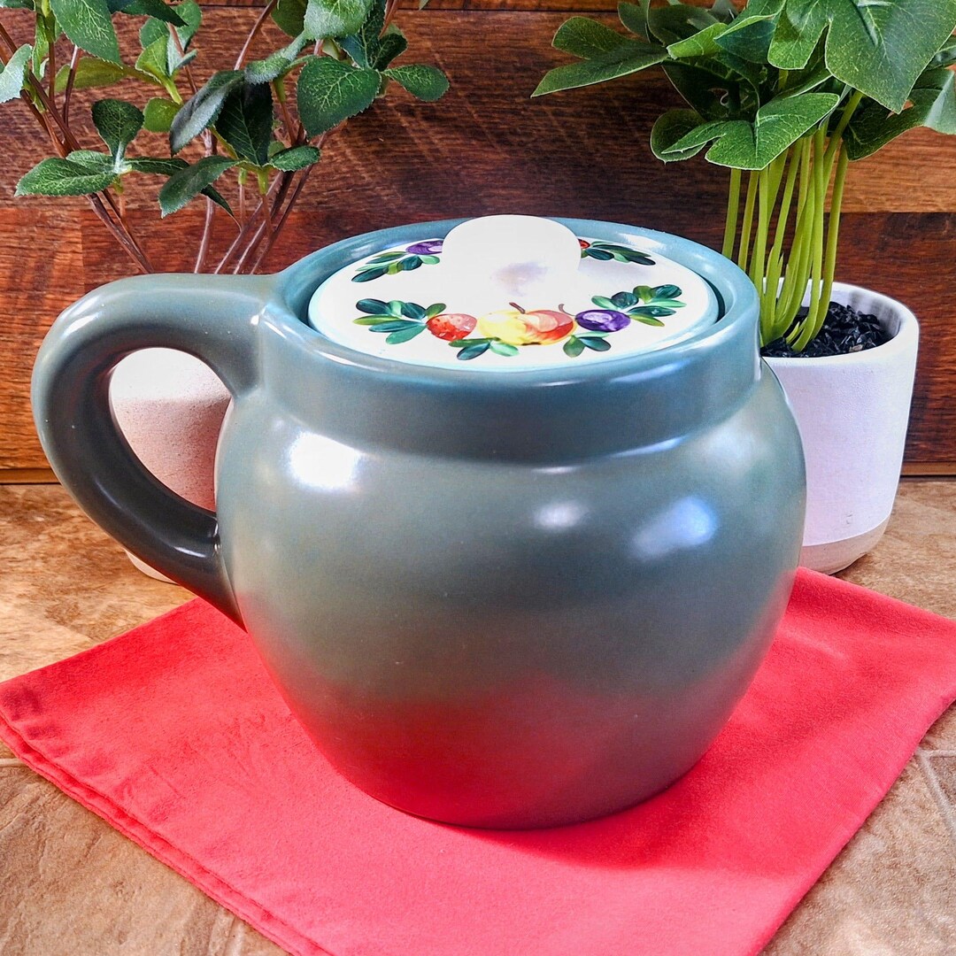 Vintage Handpainted Ceramic Bean Pot: 1940s Kitchen Decor - Etsy