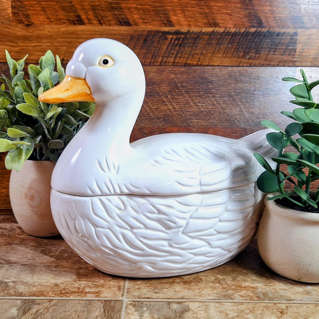Vintage Ceramic Duck Cookie Jar 1980s White Pekin Duck Kitchen Decor - Etsy