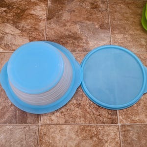Set of 7 Vintage Tupperware Flat Out Bowls | 1990s Space Saving ...