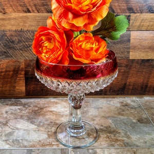 Vintage Ruby Red Diamond Glass Compote: 1940s Stemmed Bowl - Etsy