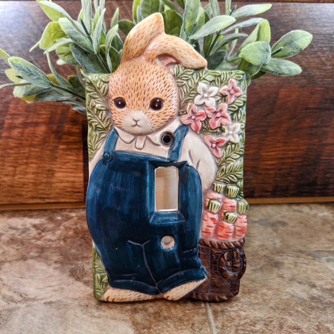 Vintage Ceramic Child's Room Light Switch Cover | 1980s Handpainted ...