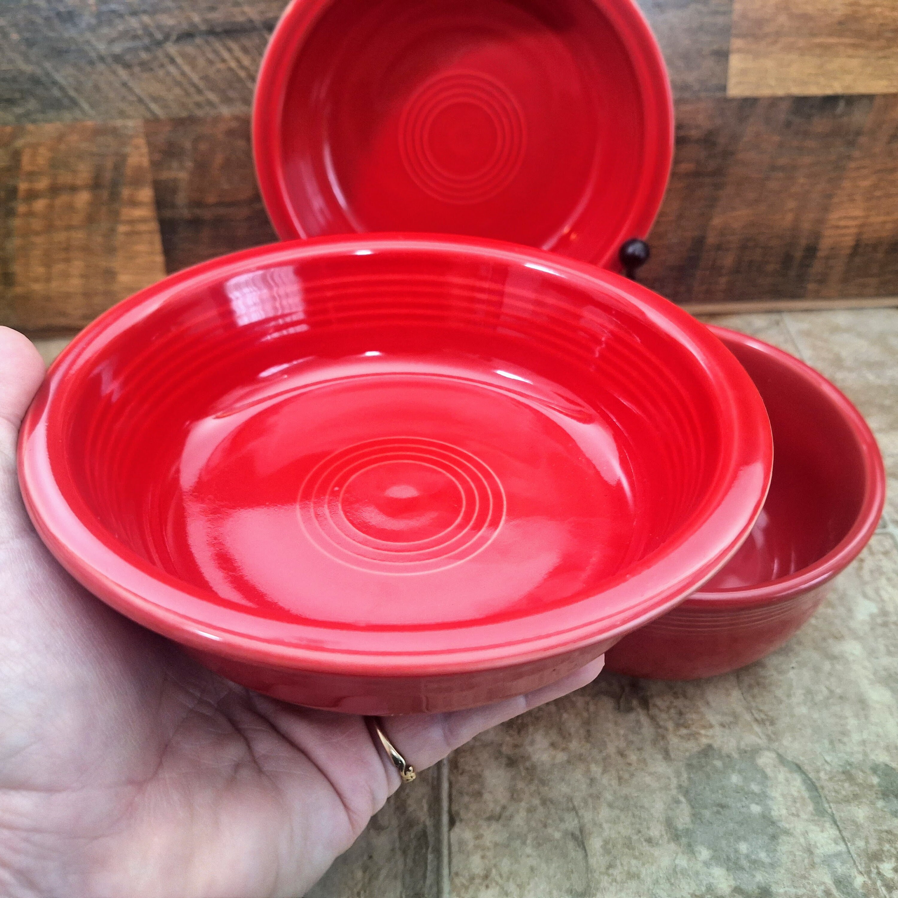 Vintage Set of Red Fiesta Bowls Assorted 1980s Scarlet Fiesta Bowls 4 ...