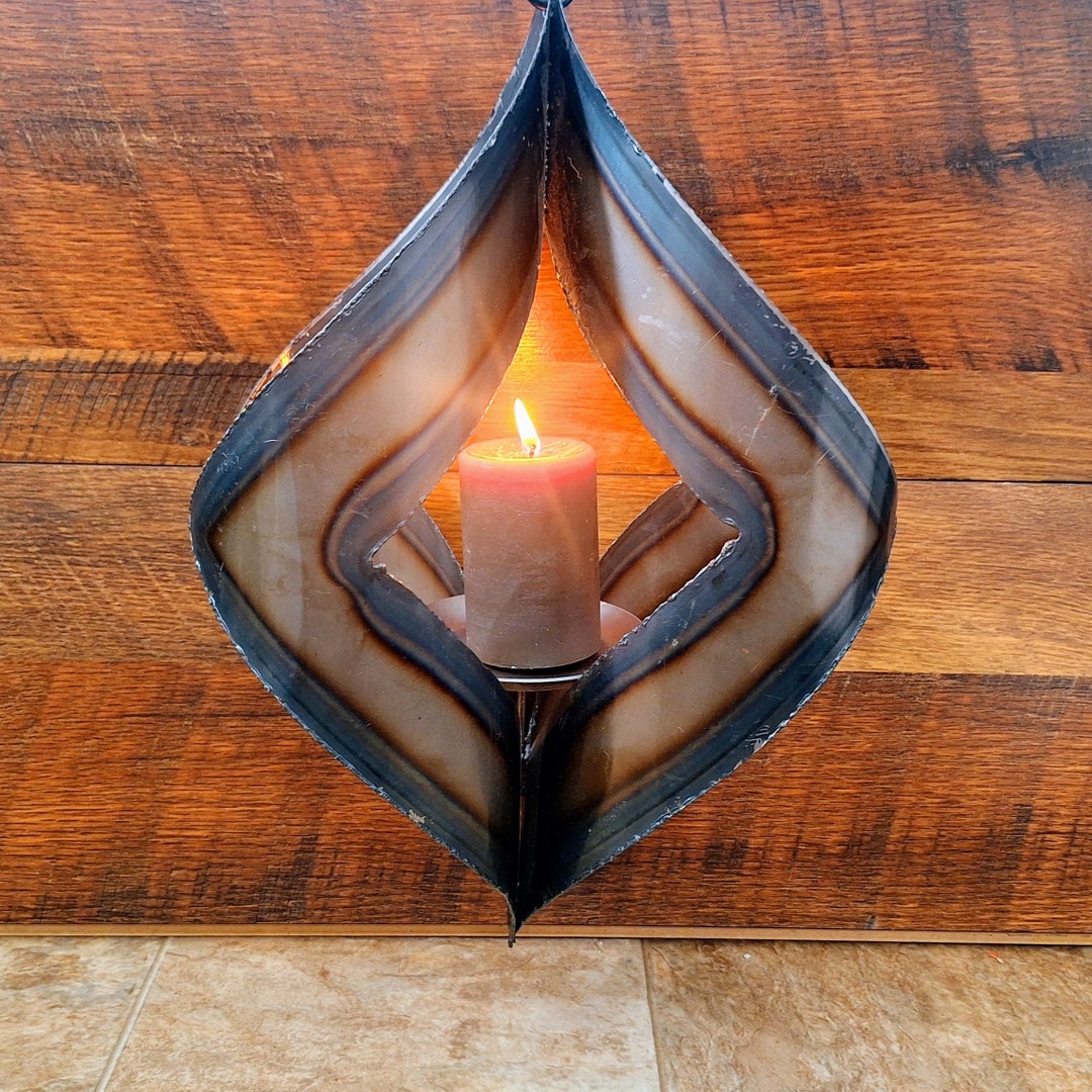 Vintage 1970s Man Cave Swag Candle Holder | Flame Cut Sheet Metal ...