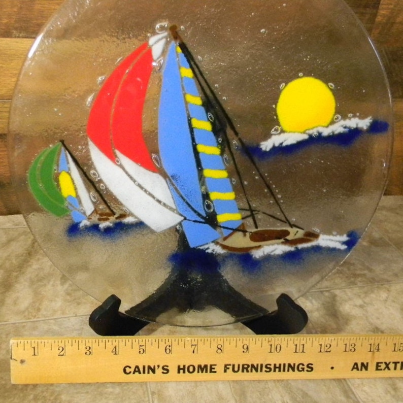 Peggy Karr Art Glass Sailboat Art Glass 1980s Fused Glass - Etsy