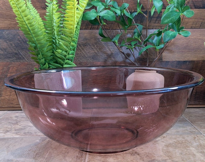 Vintage Large Pyrex Cranberry Mixing Bowl | 1990s Pyrex 4 Quart Glass ...
