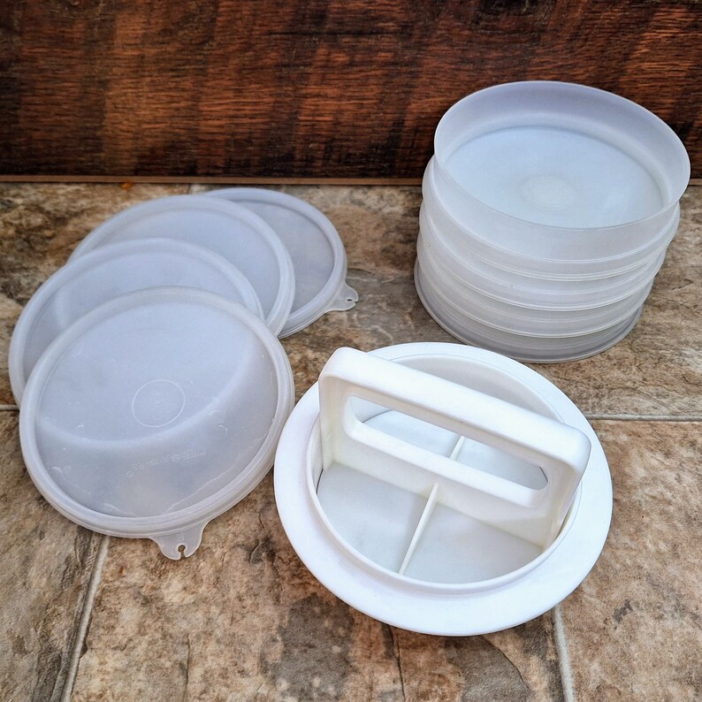 Vintage Tupperware Hamburger Press 10-piece Set Including Press and 4 ...