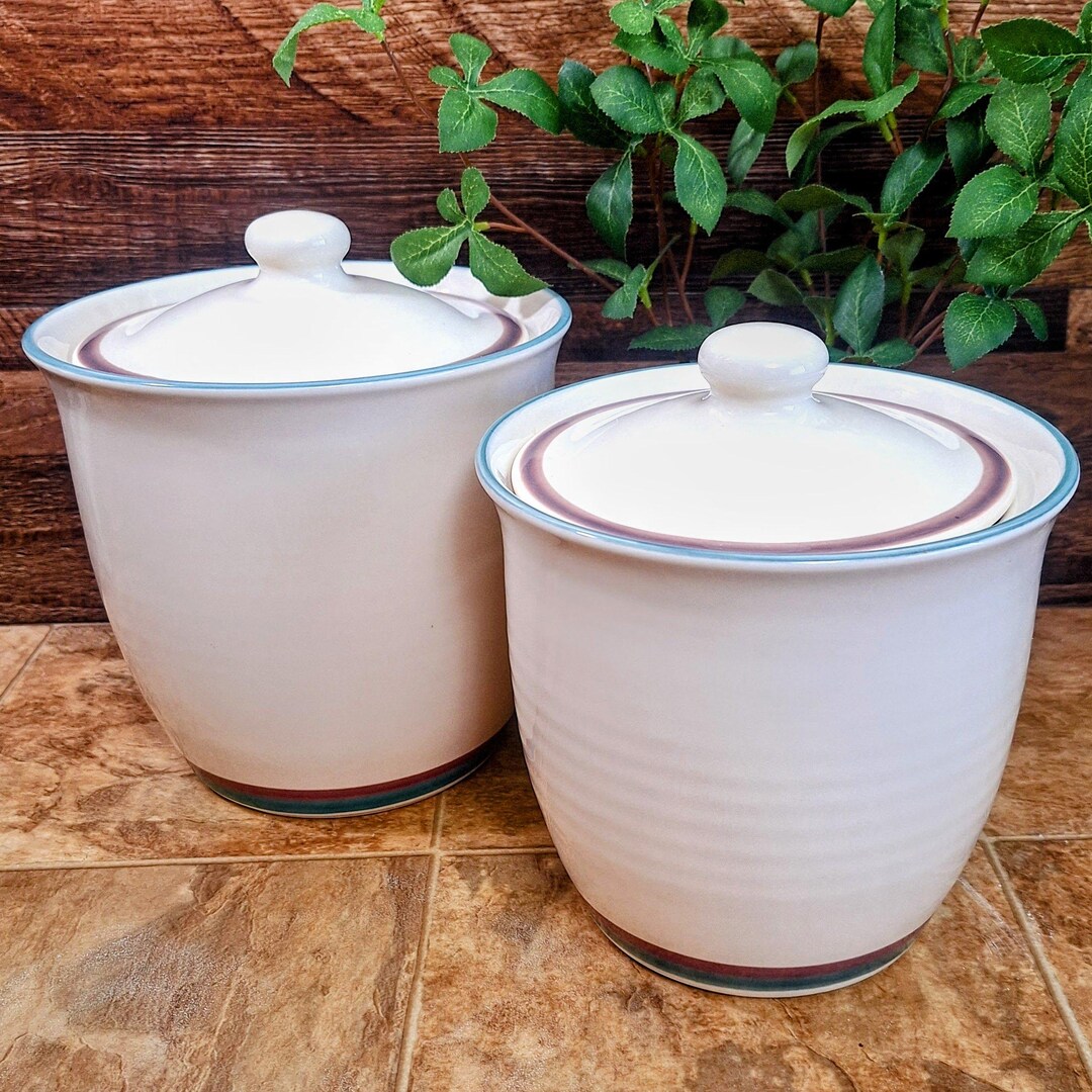 Vintage Pfaltzgraff Cookie Jar: 1990s Juniper Pattern Ceramic Canister ...