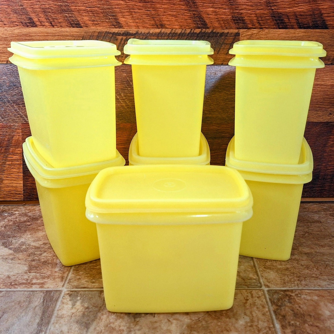 Set of 7 Vintage Tupperware Shelf Savers | MCM Yellow Kitchen Storage ...