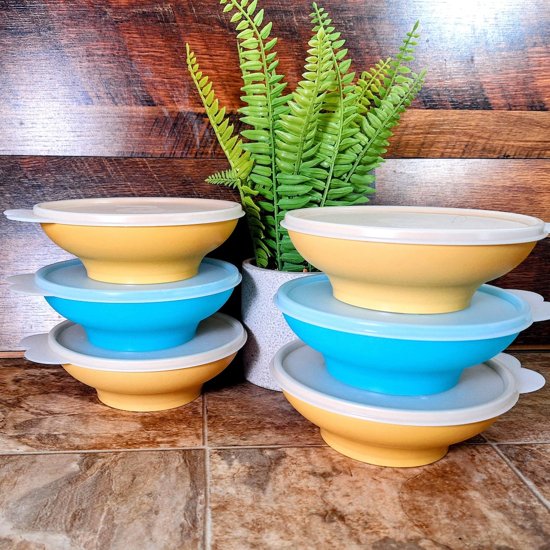 Set of 6 Vintage Tupperware Individual Salad/cereal Bowls 6-inch Yellow ...