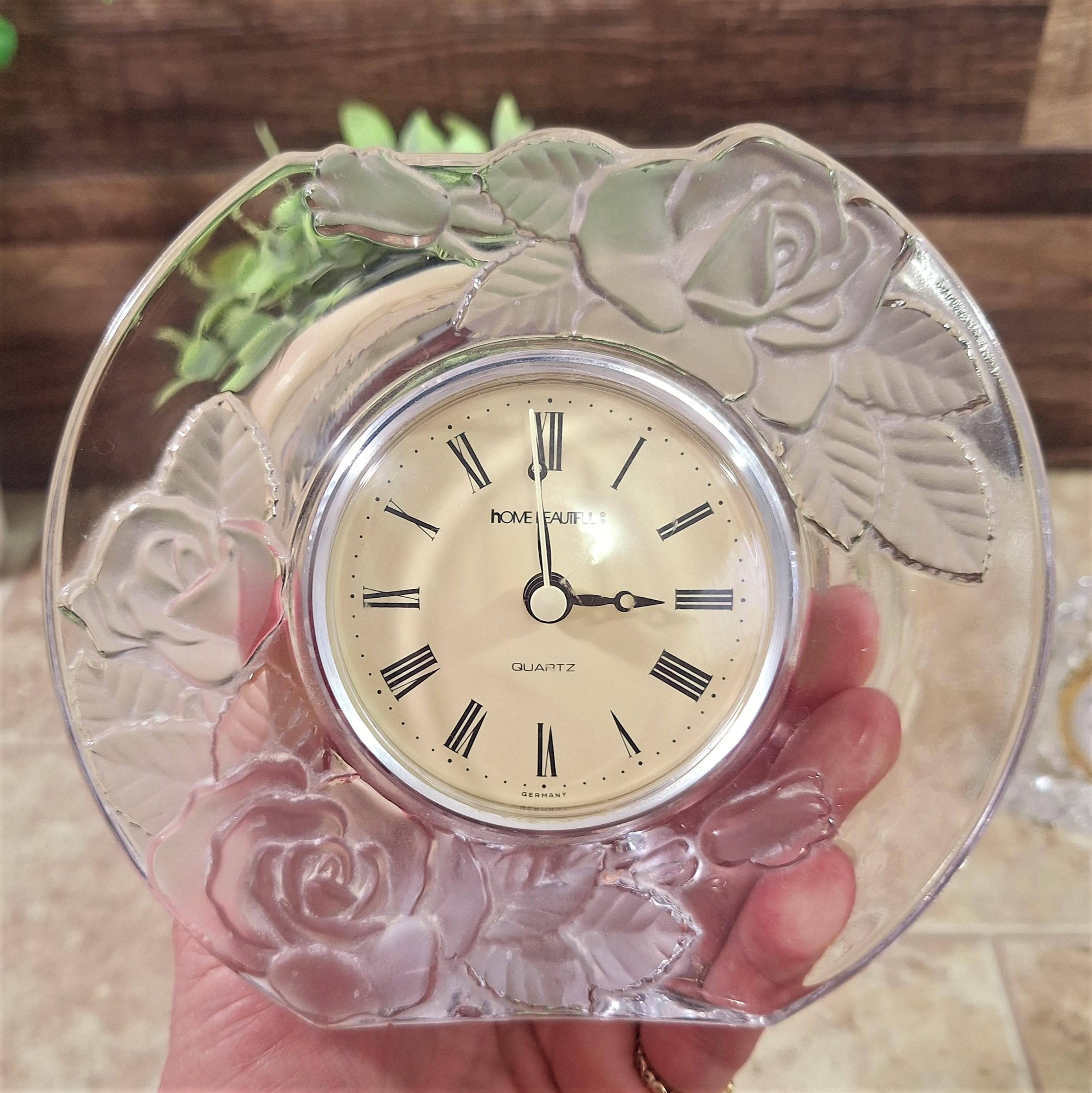 1980s Lead Crystal Mini Mantle Clock: Vintage Desk Decor - Etsy
