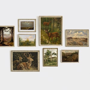 Hunting Cabin Deer Wall Set of 8 | Rustic Wall Decor Living Room ...