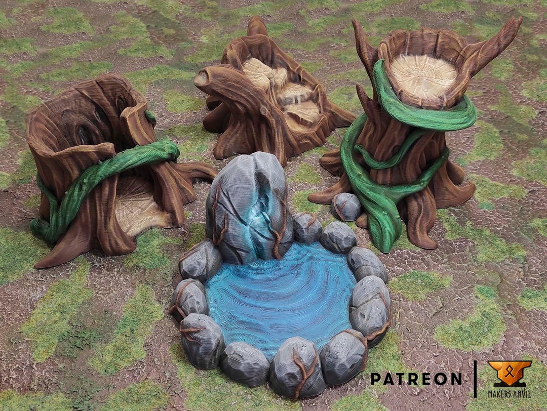 Tree Stumps and Fountain, Wargaming Terrain From Makers Anvil - Etsy