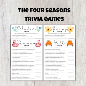 Seasonal Trivia Game Bundle, the Four Seasons Trivia Games, Winter ...