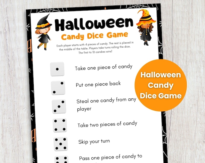 Halloween Party Candy Dice Game, Halloween Candy Game, Kids Party Game ...