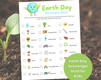 Earth Day Scavenger Hunt, Printable Outdoor Scavenger Hunt for Kids ...
