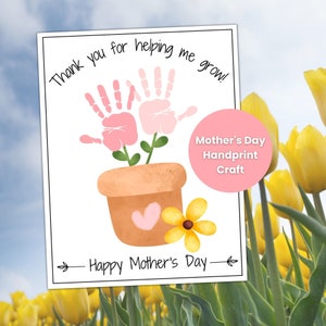 Mothers Day Handprint Art Printable, Mothers Day Flower Handprint Art ...