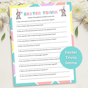 Easter Trivia Game, Easter Activity for Kids and Adults, Printable ...