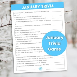 January Trivia Game, Holiday Trivia Game, Trivia Questions, Trivia Game ...