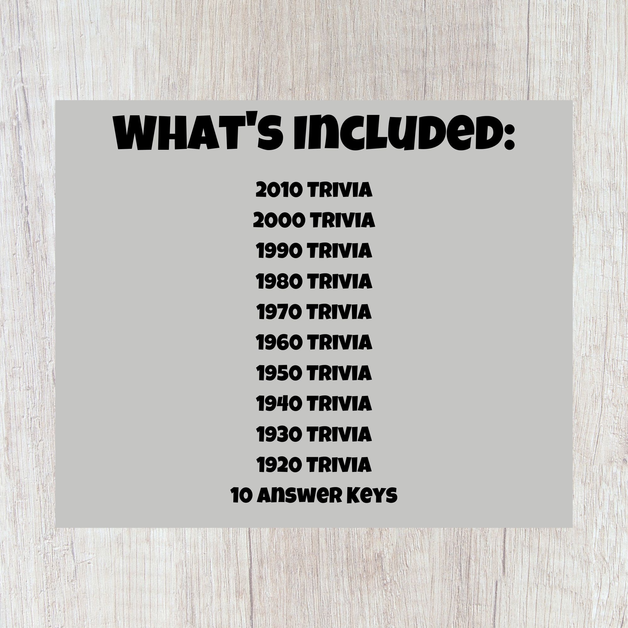 Decades Trivia Game, Trivia Questions, Pub Trivia, Adult Trivia ...