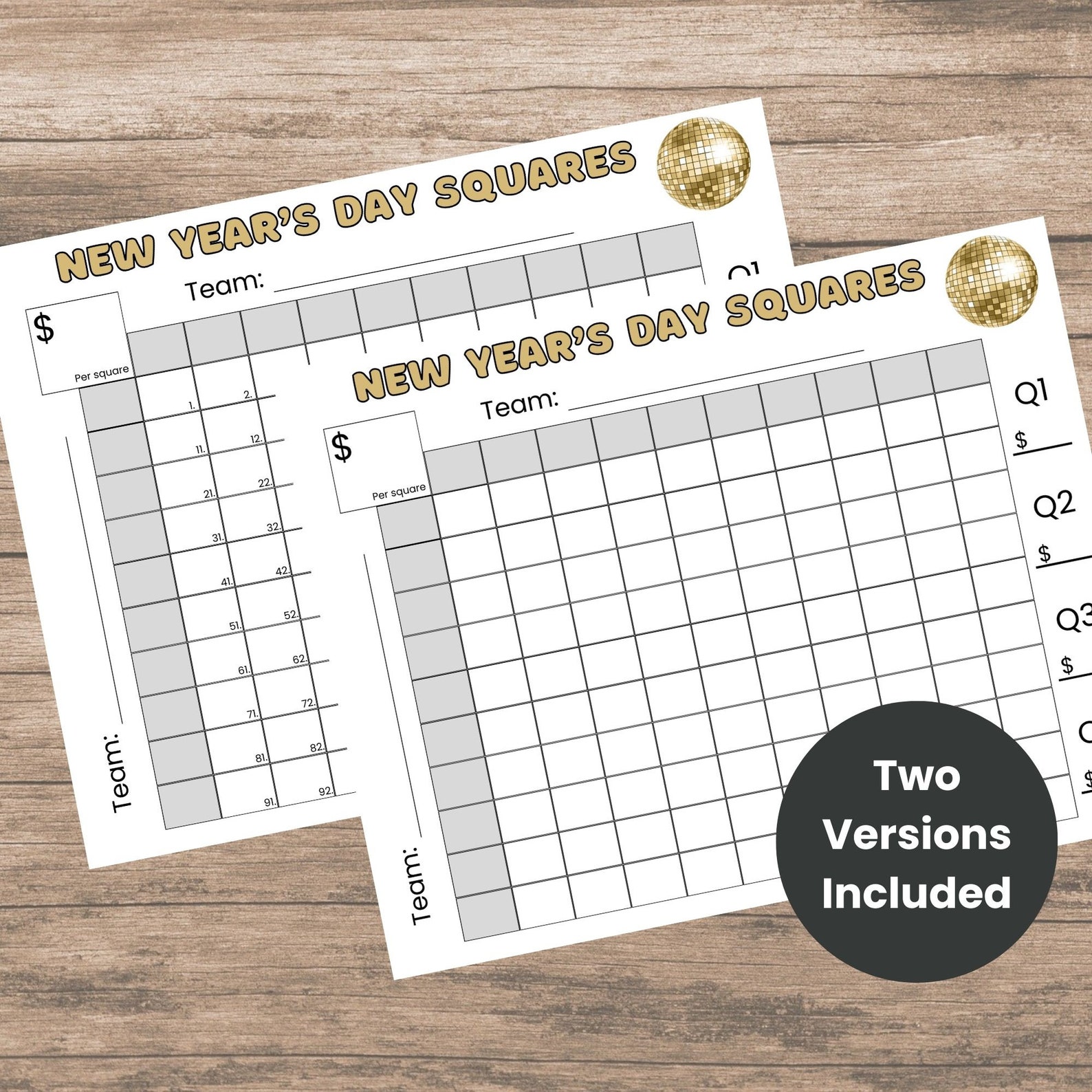 New Year's Day Squares Game, Football Squares Game, Football Betting ...