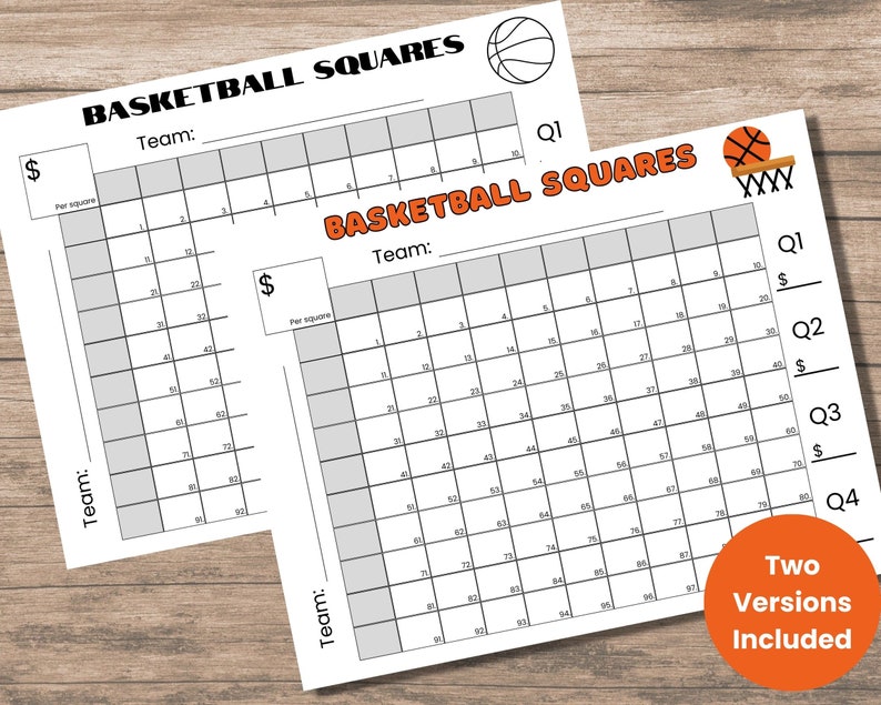 Basketball Squares Game Printable Basketball Fundraiser - Etsy